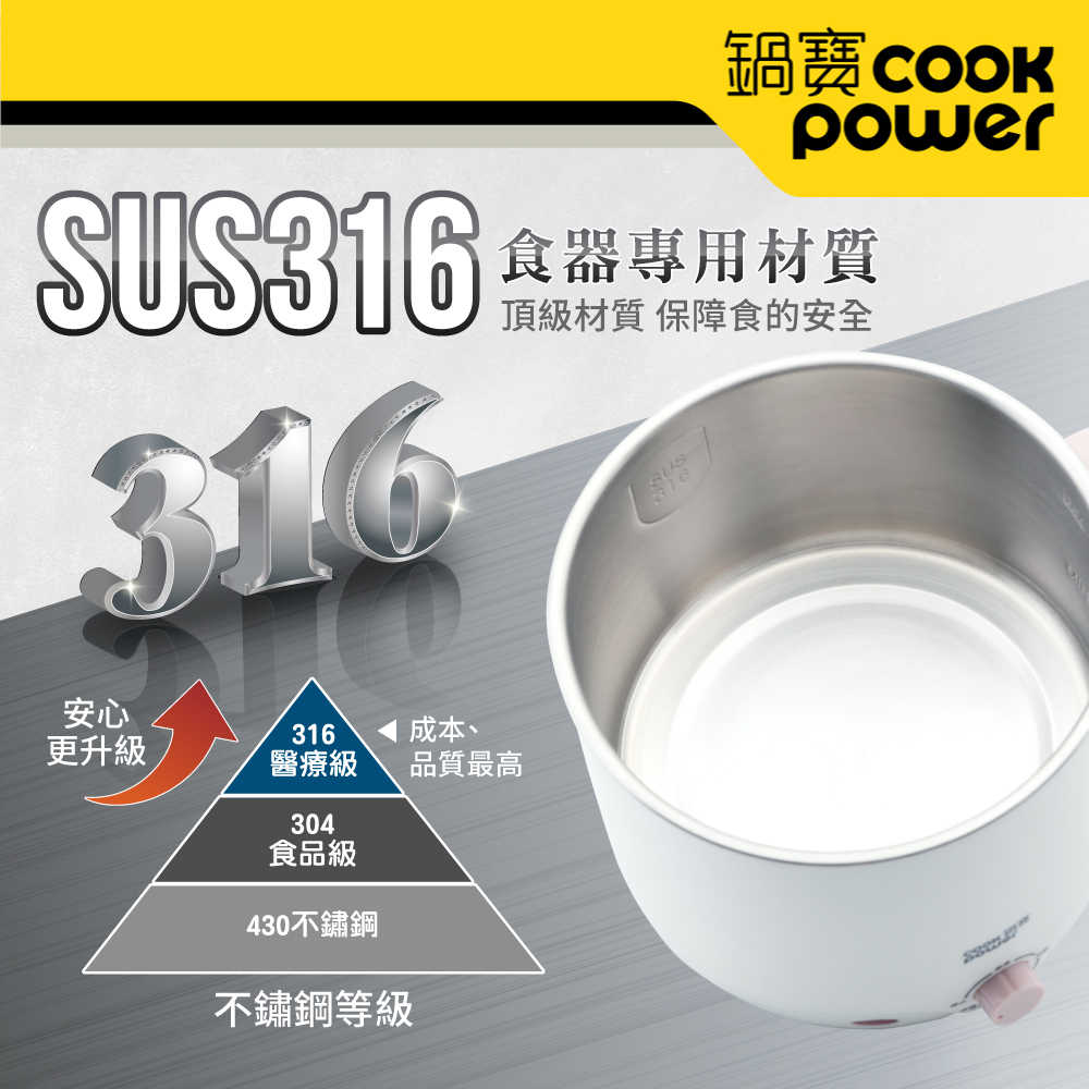 CookPower 鍋寶 316雙層防燙多功能美食鍋 1.8L-霧白 - 鍋寶嚴選商店 | 購物橘子
